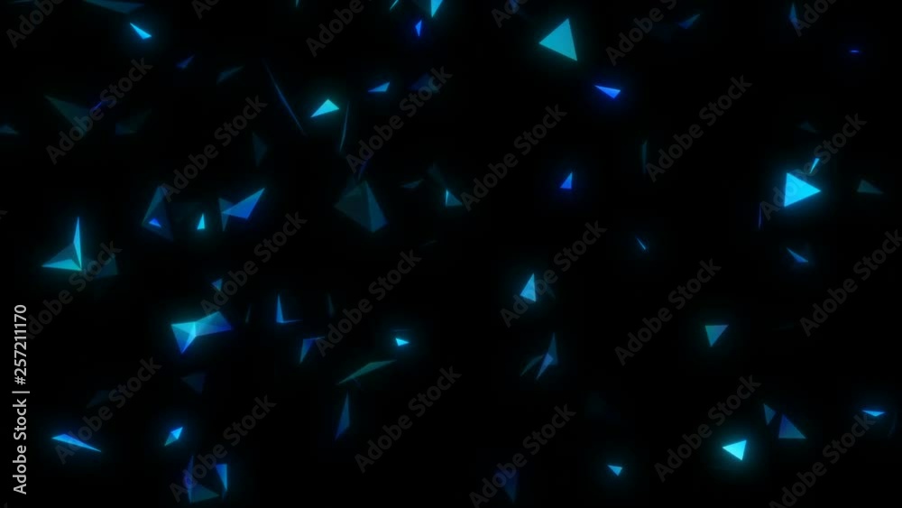 Blue triangles rotate in space. Seamless loop.Modern animated cgi ...