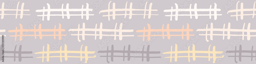 Hand drawn criss cross lines seamless border pattern. Sketchy organic ...