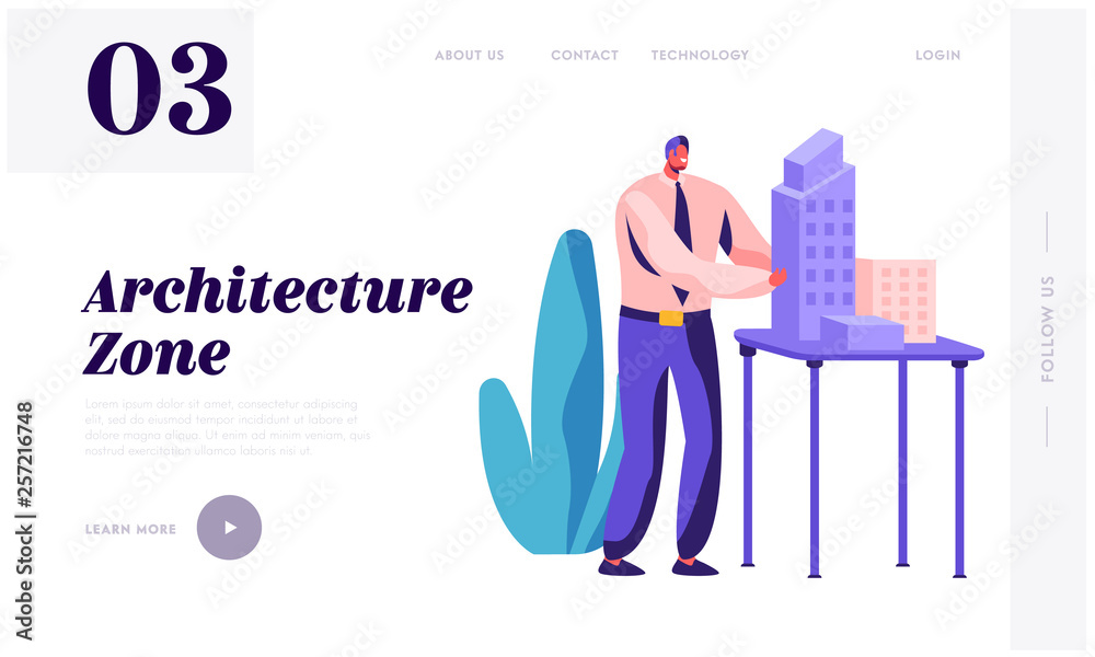 Architect Engineer Create Building Project in Office Landing Page ...