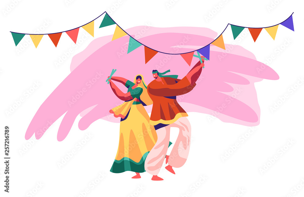 Indian Dancer Performing on National Festival. Man and Woman Dance in ...