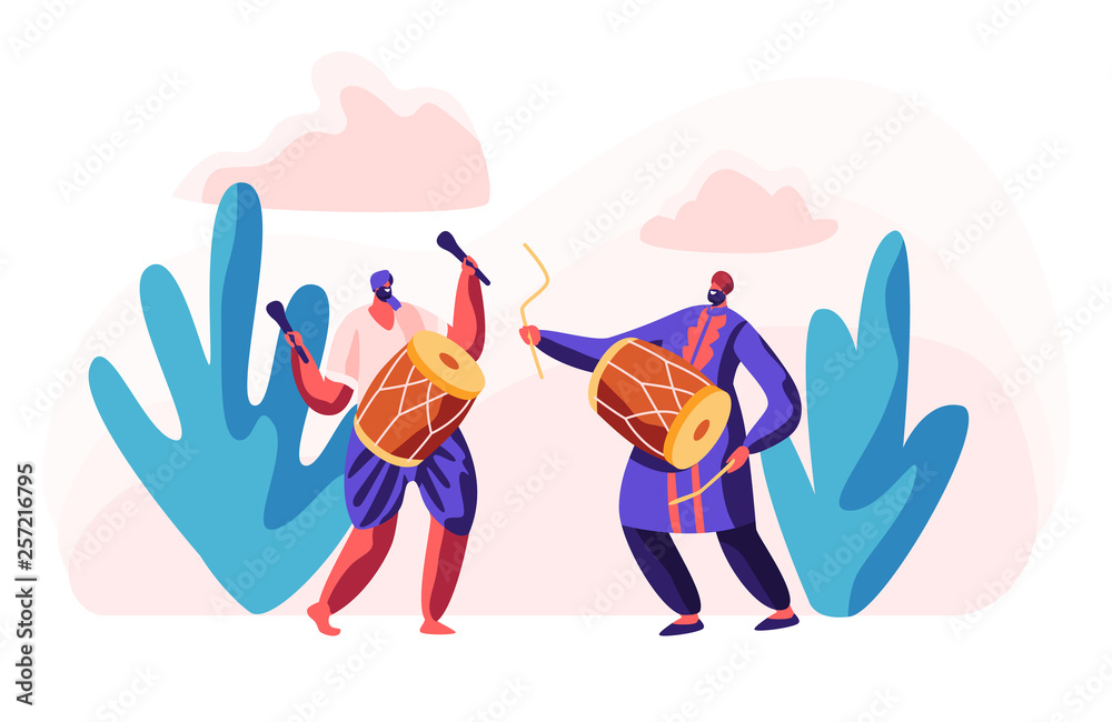 Indian Musicians Playing Classical Music at Ethnic Festival. Asian Man ...