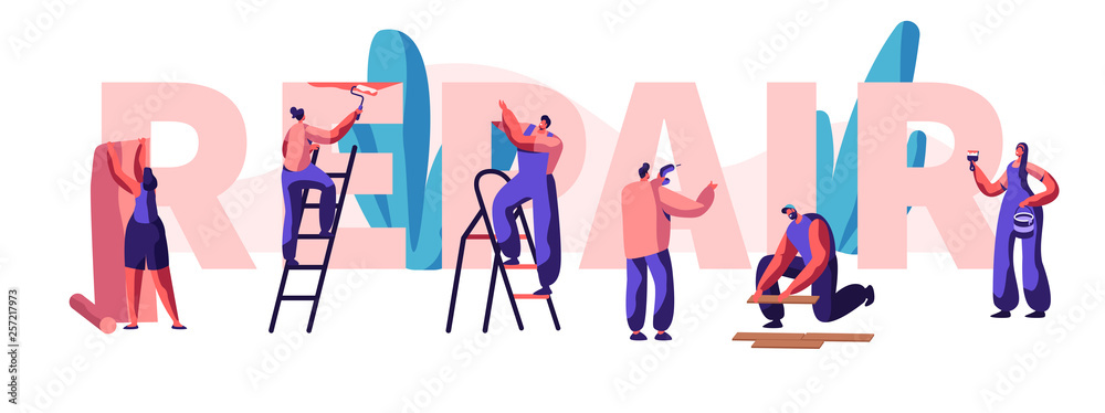 Character Fix House, Office or Shop Banner. Diagnosis and Repair of ...