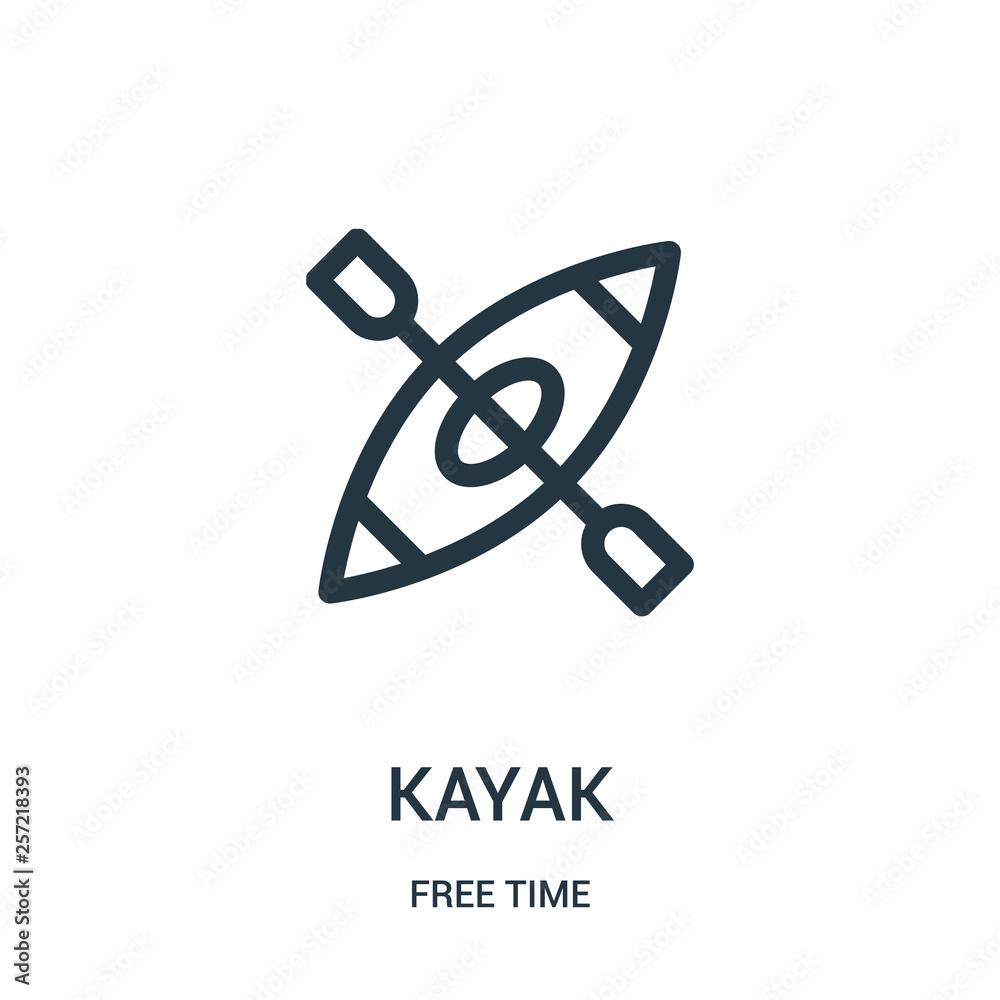 kayak icon vector from free time collection. Thin line kayak outline ...