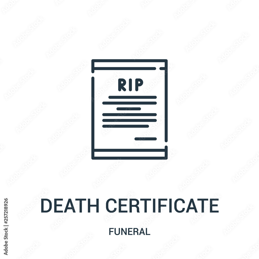 death certificate icon vector from funeral collection. Thin line death ...