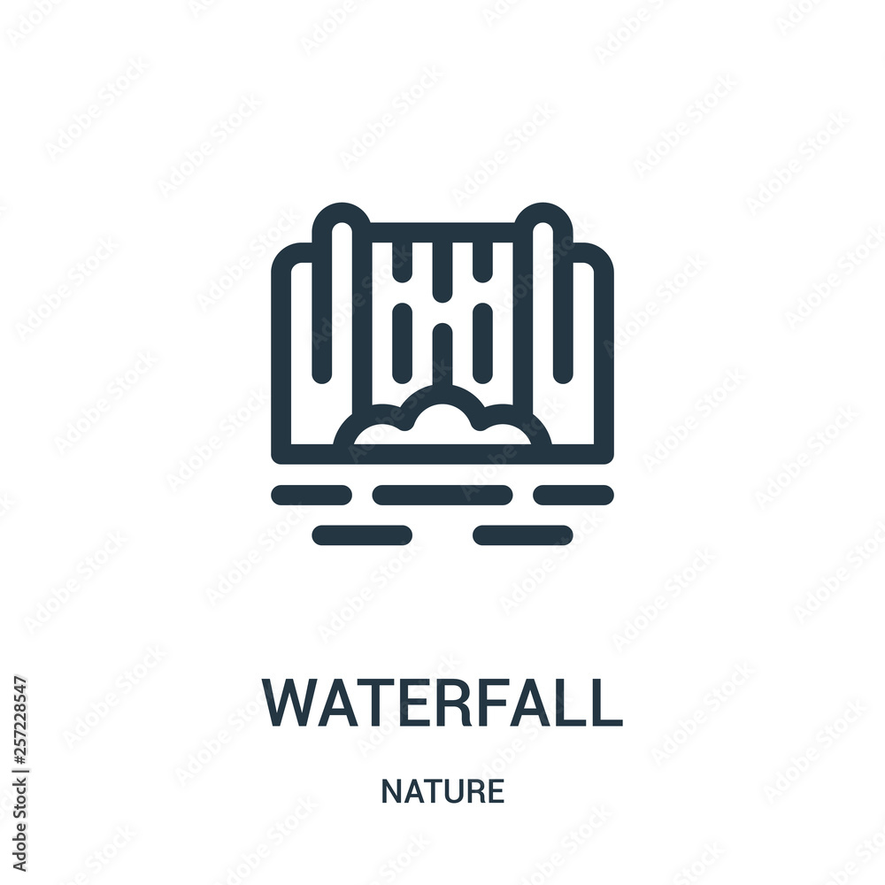 waterfall icon vector from nature collection. Thin line waterfall ...