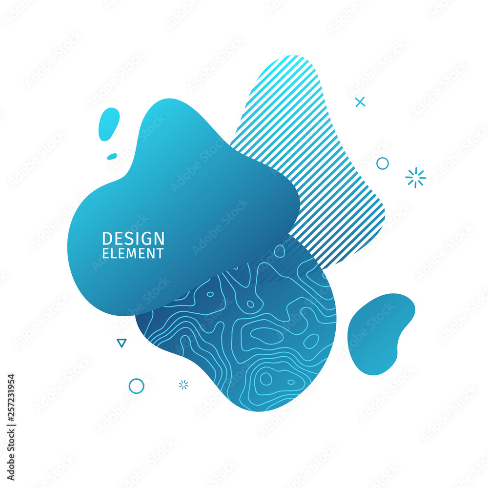 Abstract modern graphic elements. Dynamical blue color form and line ...