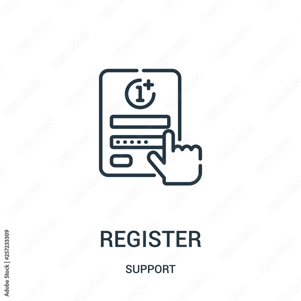 register icon vector from support collection. Thin line register ...