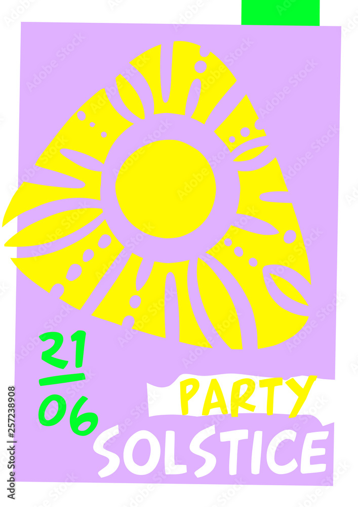 Summer solstice. Concept logo, sign, badge with abstract summer sun ...