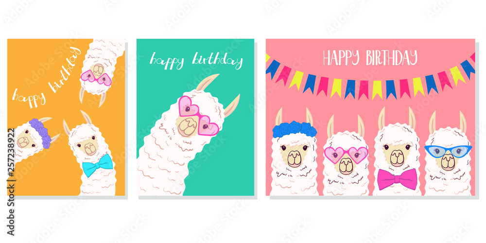 Cute llama, alpaca for poster, greeting, birthday card and party decor ...