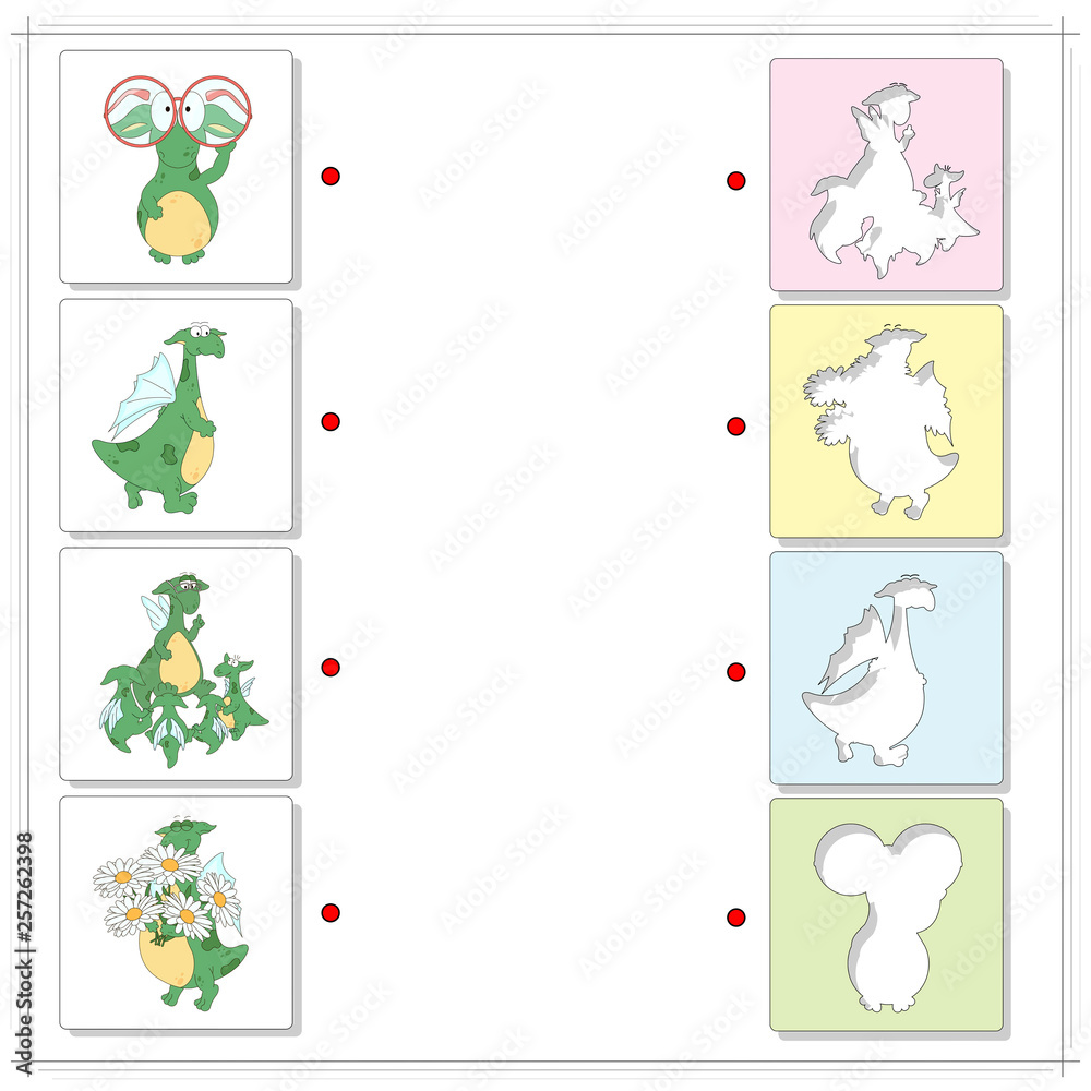 Cartoon green dragons. Irregular verbs see, go, tell, smell ...