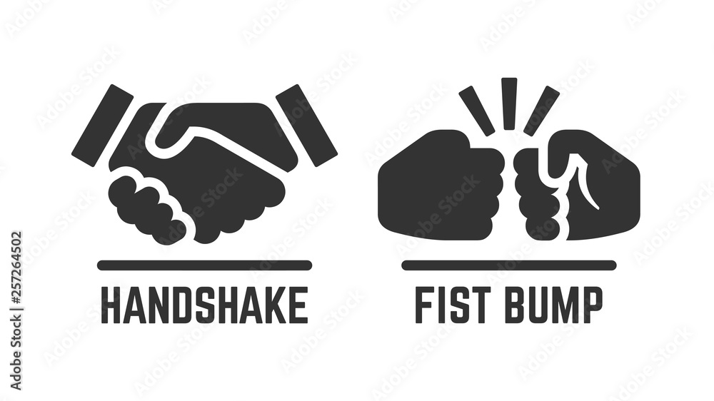 Vector handshake and fist bump icon. Partnership pictogram. Stock ...
