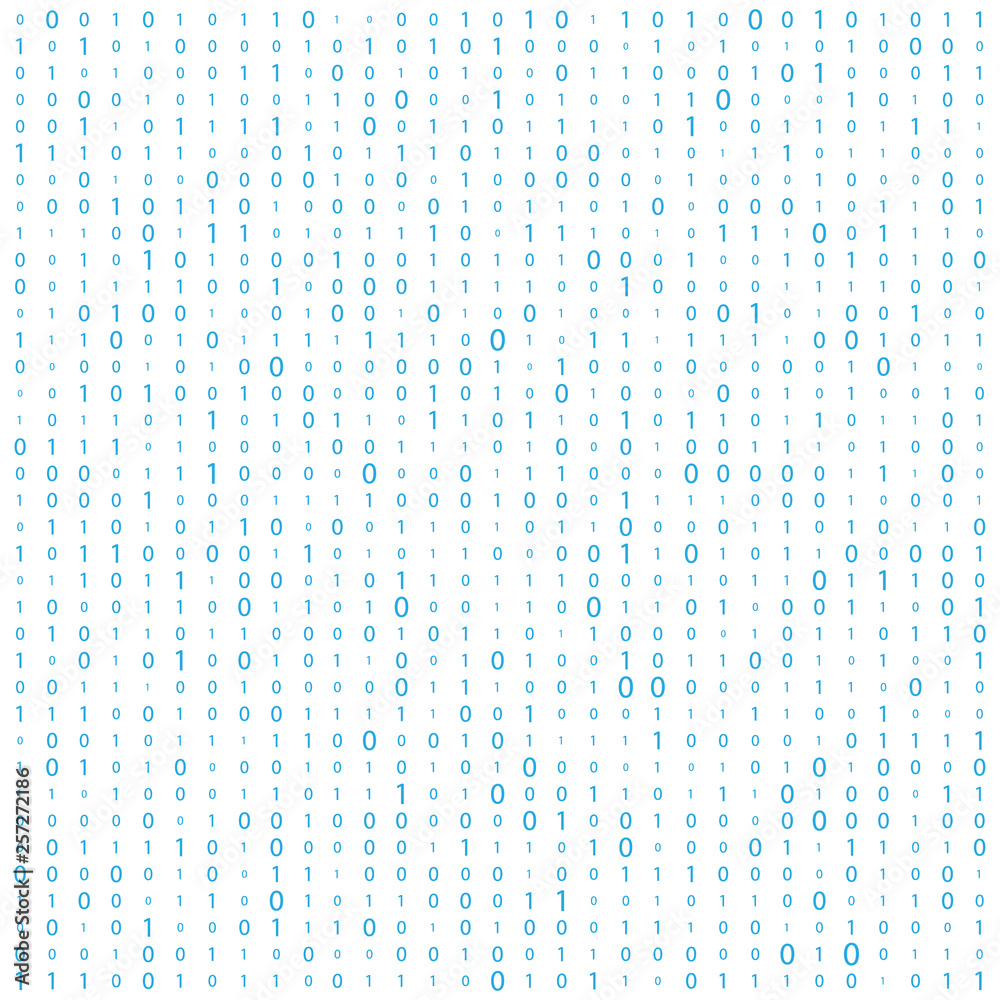 Background With Digits On Screen. binary code zero one matrix white ...