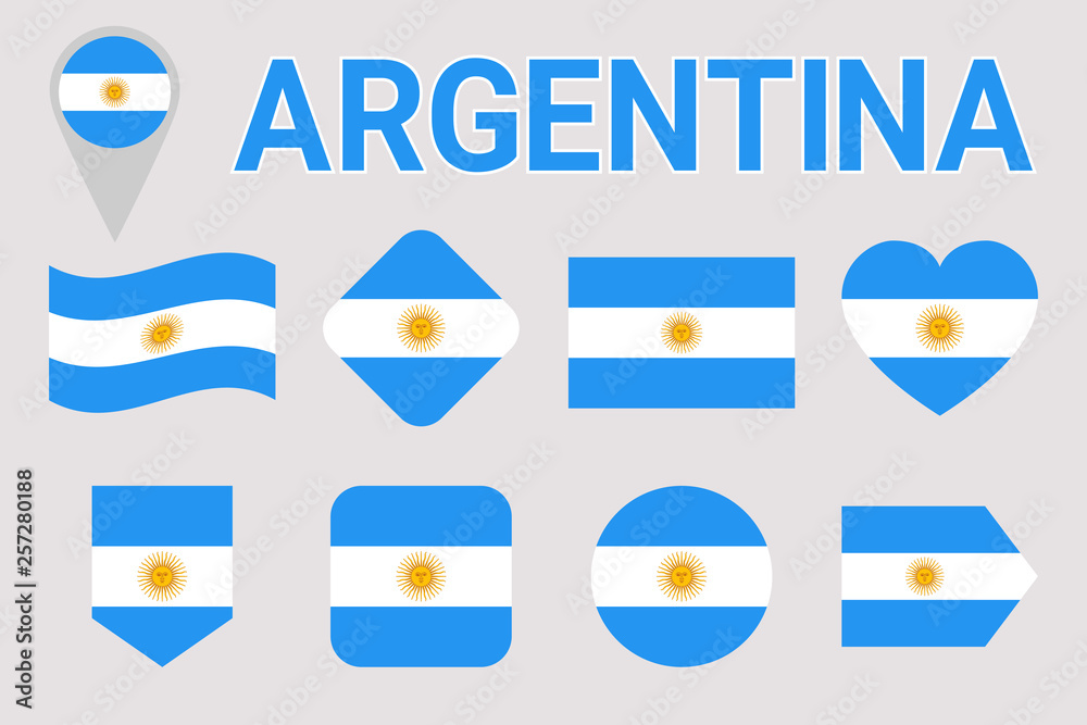 Argentina flag vector set. Geometric shapes. Flat style. Argentinian ...