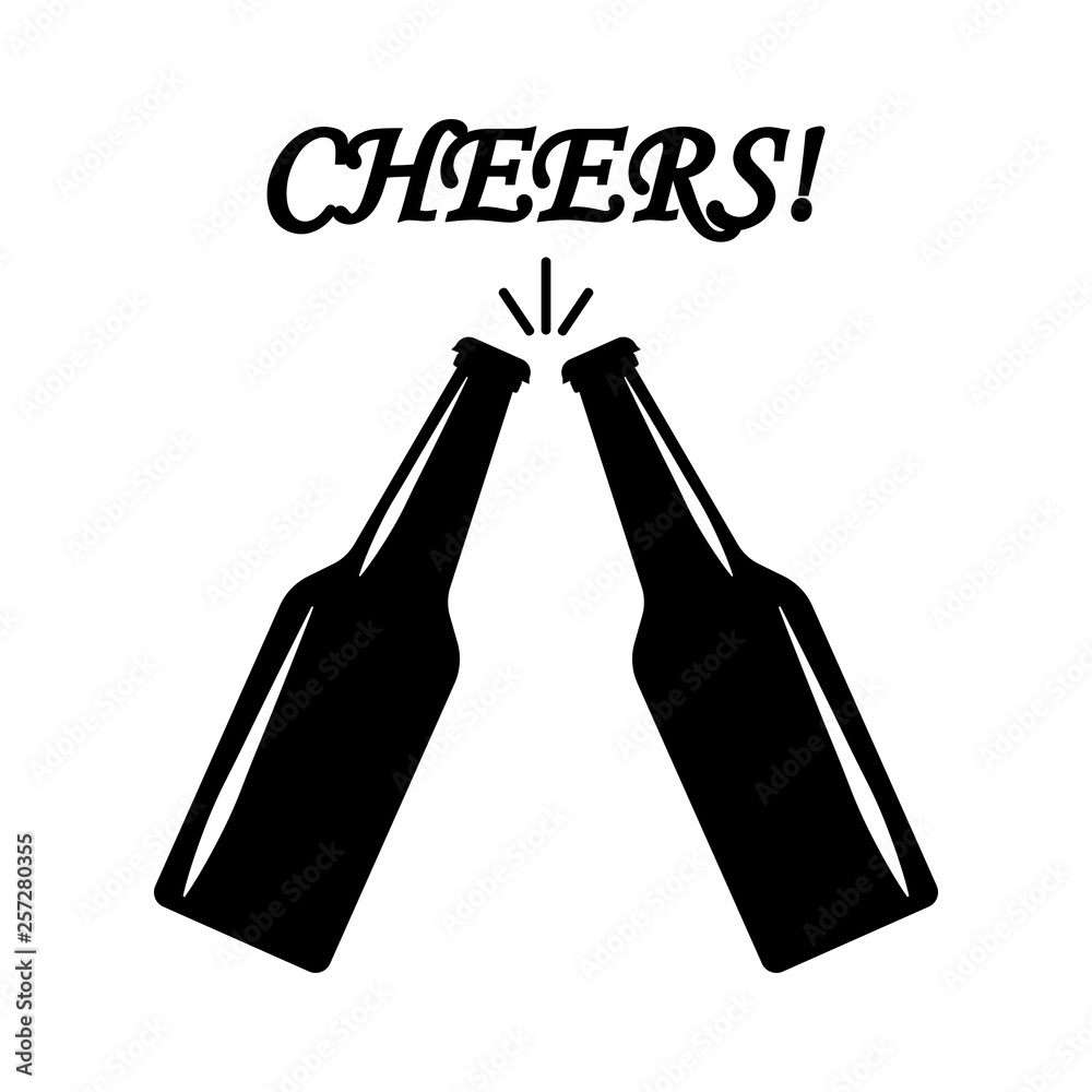 Toasting craft beer bottle icon isolated on white background. Cheers ...