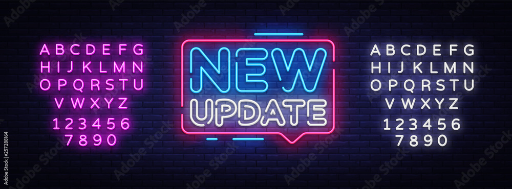 Vetor de New Update Neon Text Vector. New Update neon sign, design ...