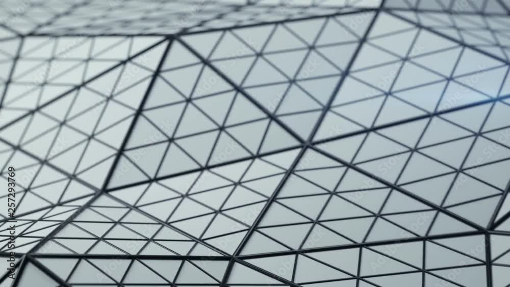 Low poly triangulated surface. Futuristic polygonal shape with lines ...