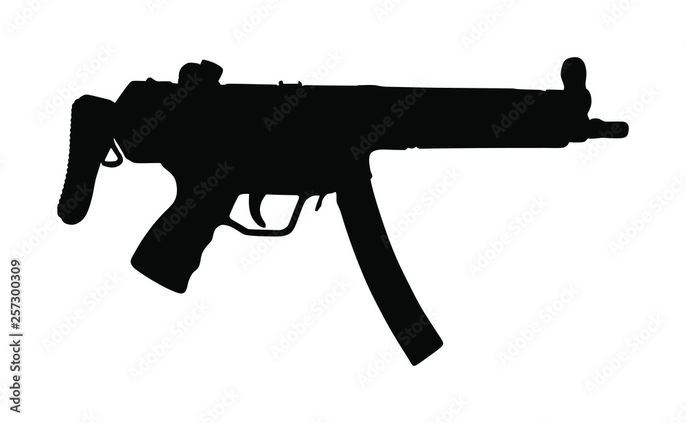 Rifle vector silhouette isolated on white background. Tactical assault ...