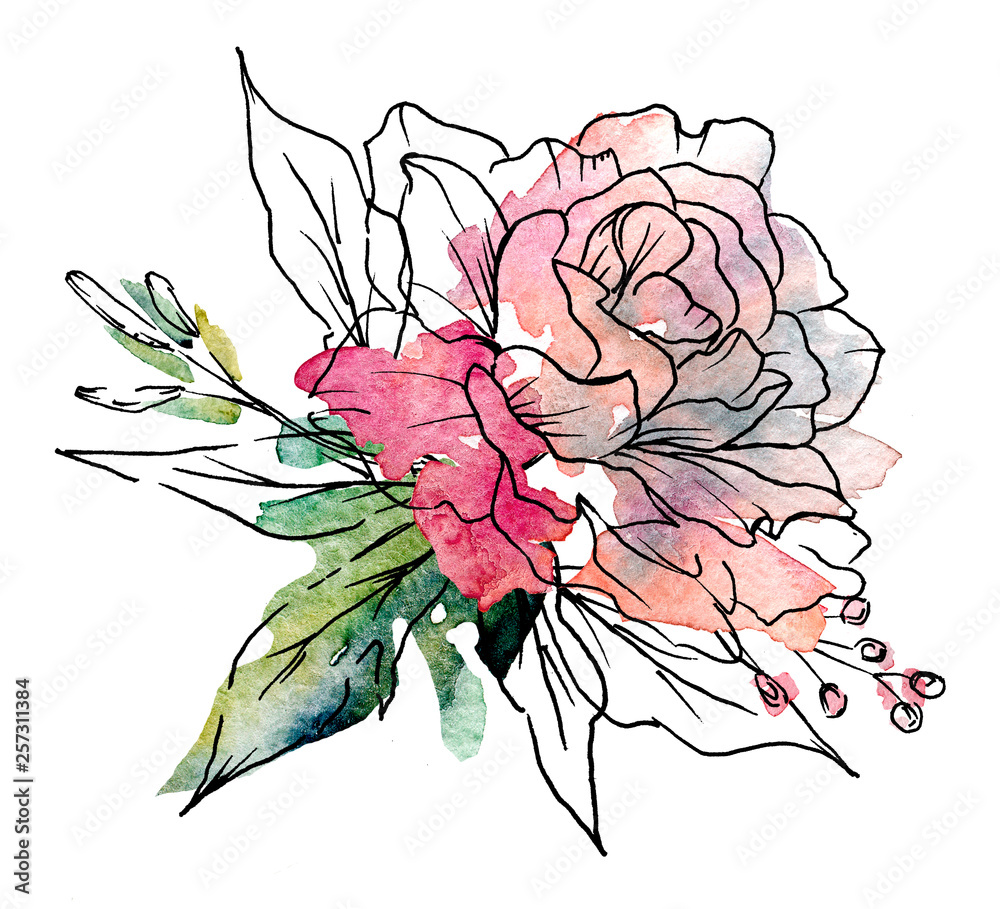 Watercolor Line Drawing Flowers | Best Flower Site