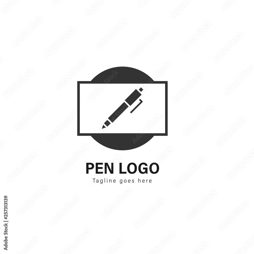 Pen logo template design. Pen logo with modern frame vector design ...
