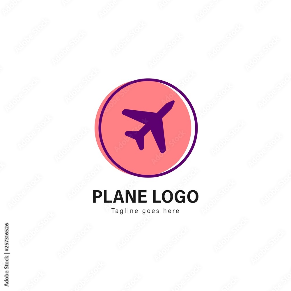 Plane logo template design. Plane logo with modern frame vector design ...