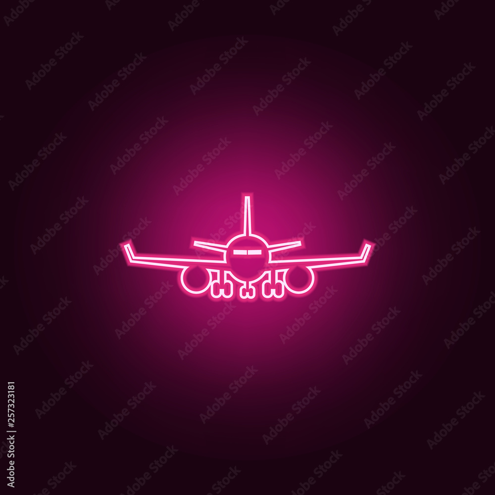 front of the plane icon. Elements of Airport in neon style icons ...