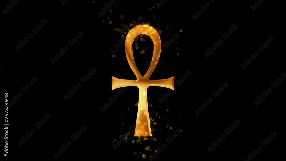 Golden Ankh, ancient egyptian religious symbol on transparent ...