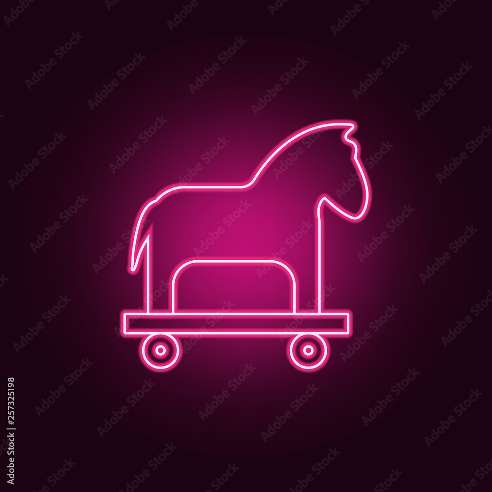 Trojan horse icon. Elements of cyber security in neon style icons ...