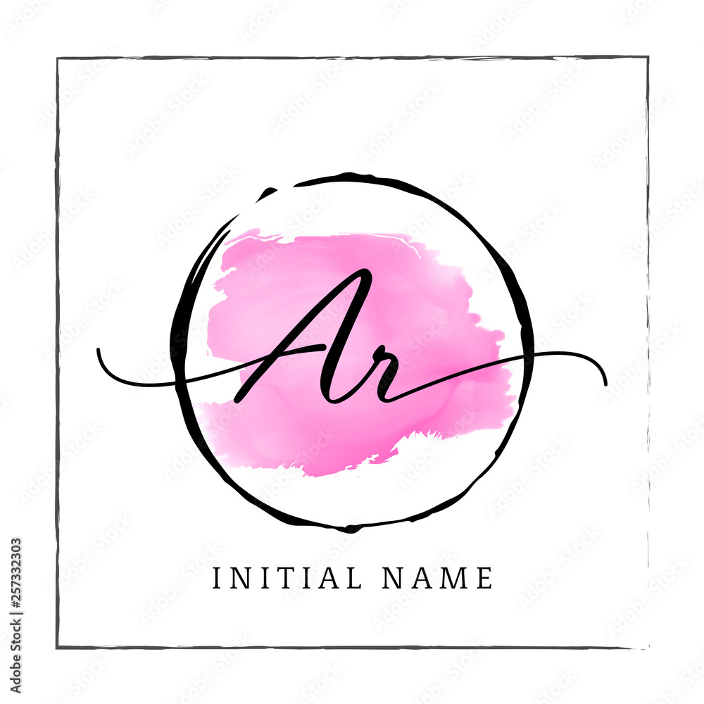 AR initial logo vector, feminin script font , modern and elegants ...