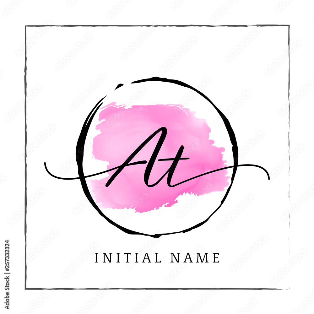 AT initial logo vector, feminin script font , modern and elegants ...