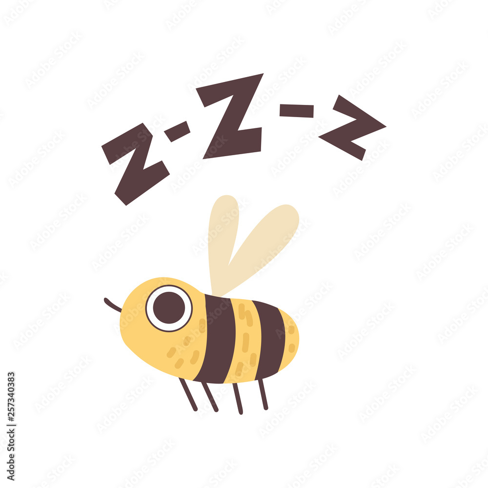 Cute Bee Buzzing, Funny Cartoon Insect Making Zzz Sound Vector ...