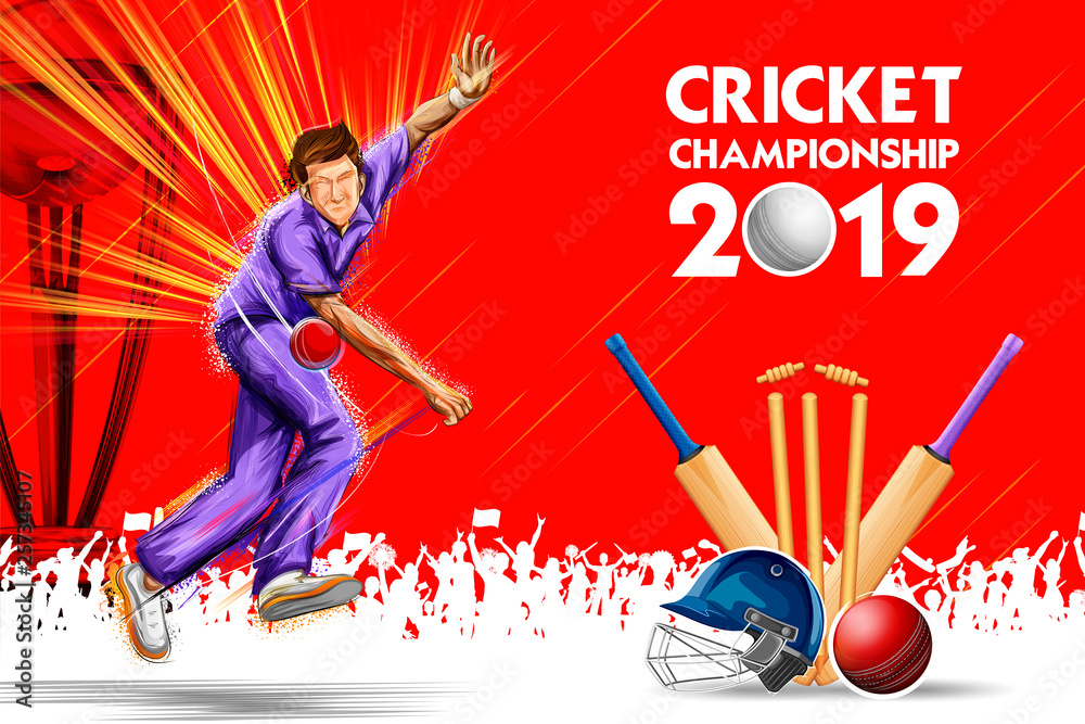Bowler bowling in cricket championship sports 2019 Stock Vector | Adobe ...