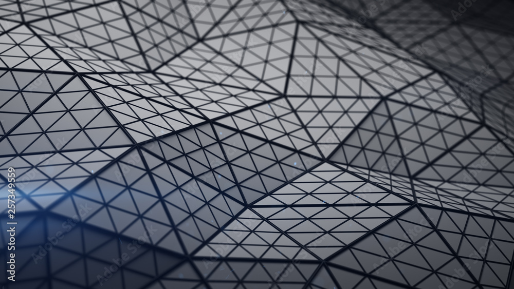 Triangulated shape with subdivided polygons 3D rendering Stock ...