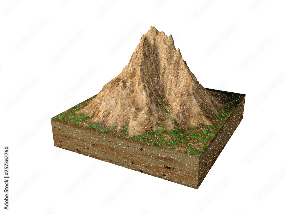 Cross section of ground with mountain. Vector illustration. Stock ...