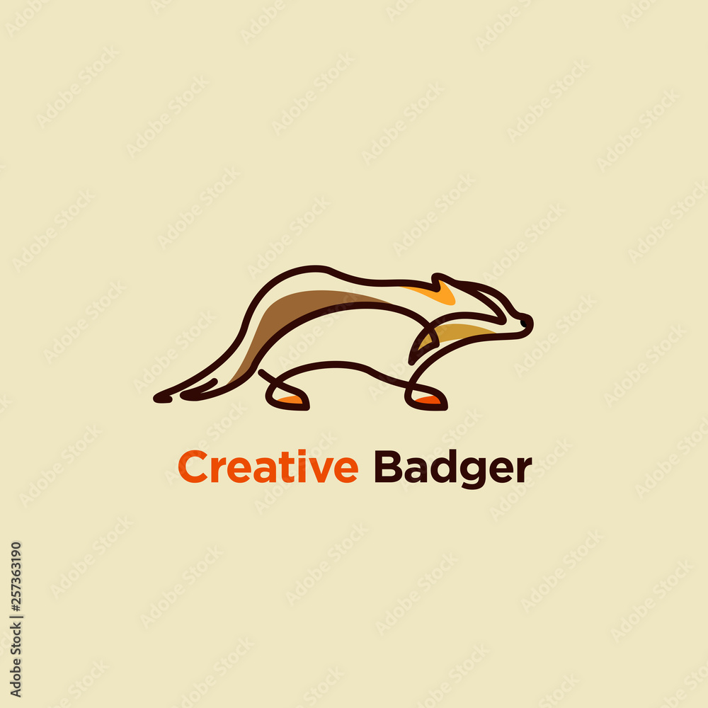Poster line art vector illustration of badger designs, badger logo ...