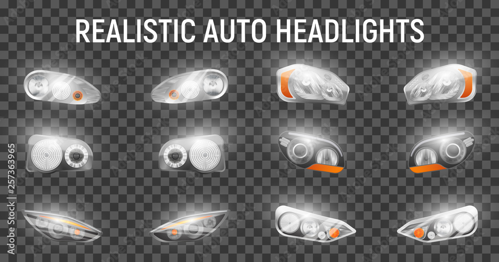Poster Car Headlights Realistic Set – Wall Art | UkPosters