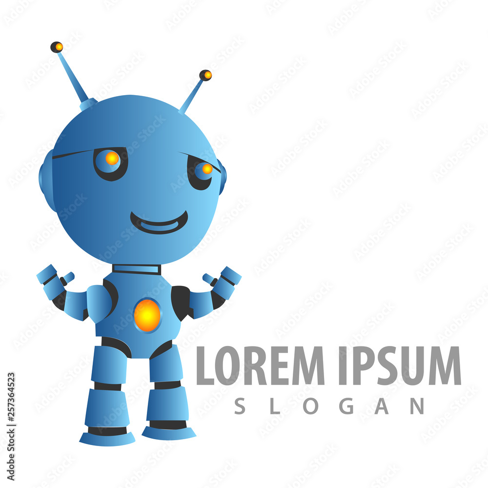 Technology robot in 3D style concept design. Symbol graphic template ...