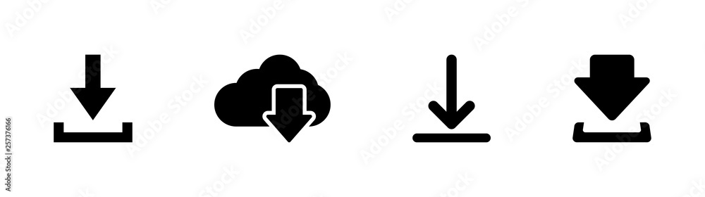 set of Download black icons. downloads. download vector icons. download ...