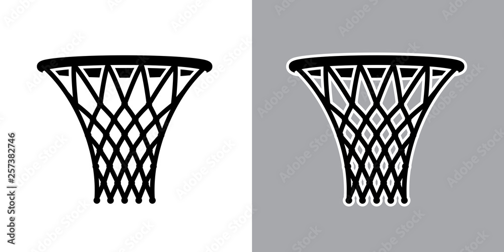 Vector illustration of basket for basketball game on light and dark ...