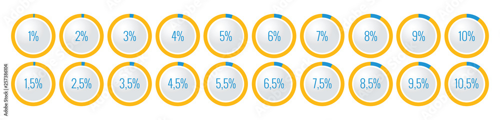half-pieced pie charts. percent pie charts Stock Illustration | Adobe Stock