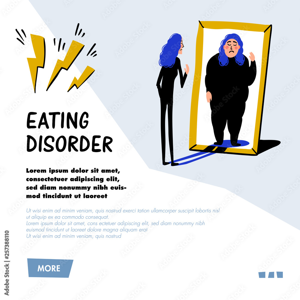 Psychology. Eating disorder, anorexia or bulimia. Slim young woman ...
