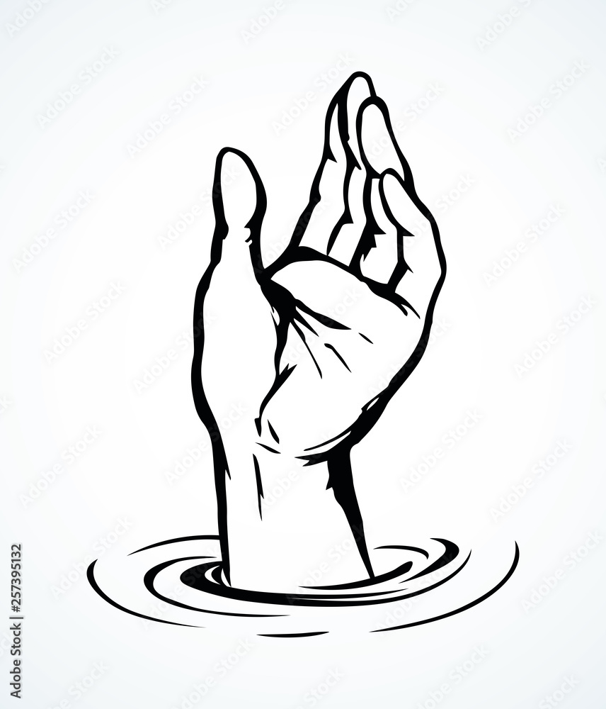 Hand pulls up. Vector drawing. Stock Vector | Adobe Stock