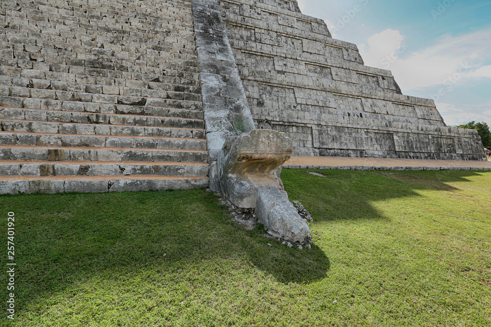 Quetzalcoatl, Feathered Serpent deity, Stepped pyramid of Kukulkan, El ...