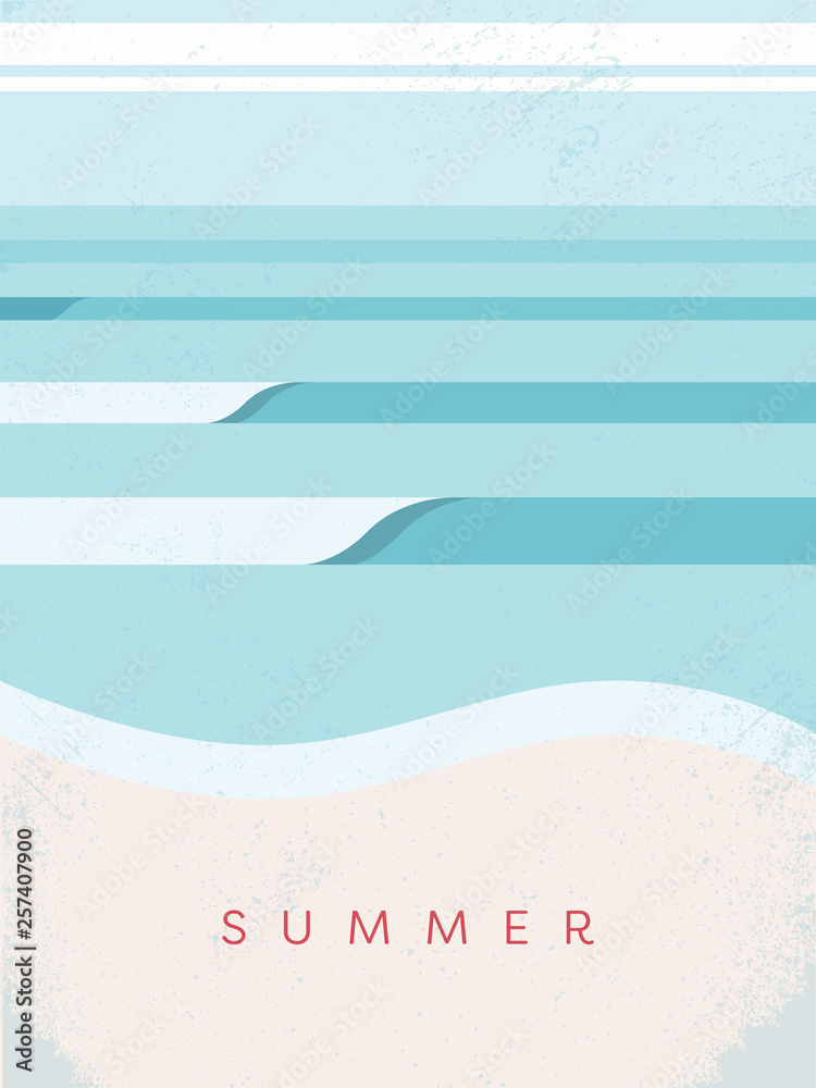 Beautiful summer poster template, minimalist art pastel colors vector ...