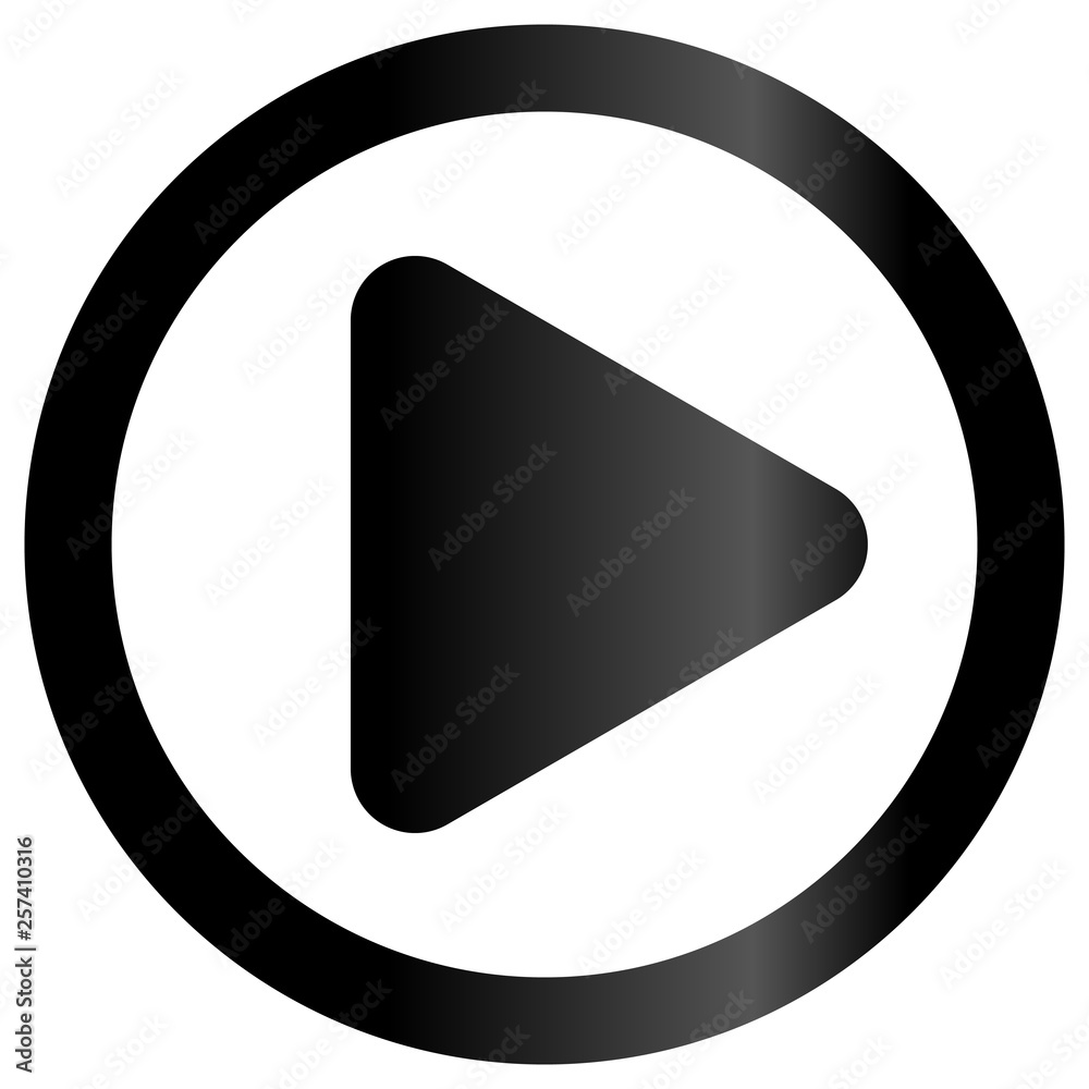 Play button icon - black classic gradient, isolated - vector Stock ...