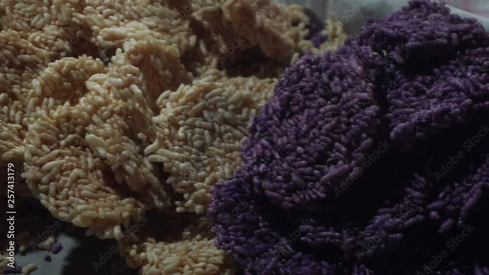 Authentic Traditional Thai Sweet Dessert Puffed Rice Cookies at Asian ...