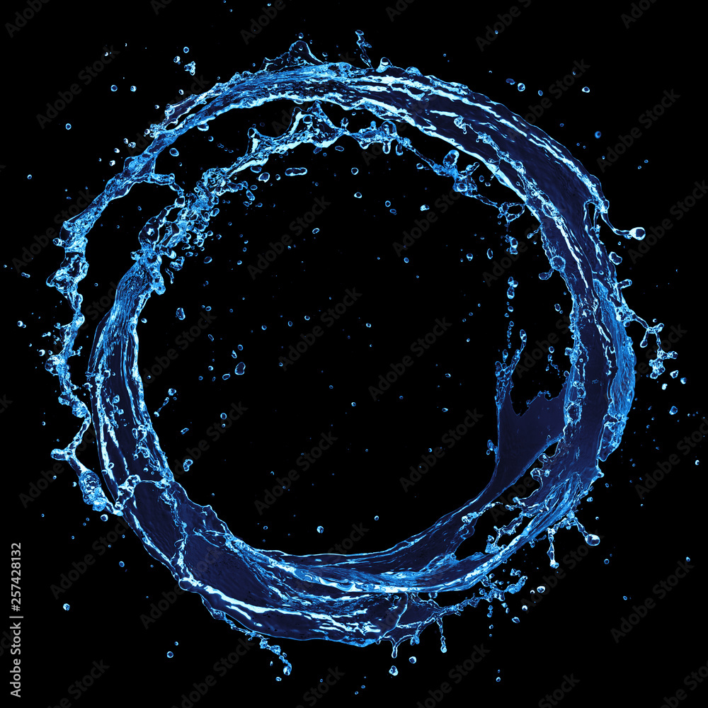 Circle Water - Round Splash On Black Background Stock Photo | Adobe Stock