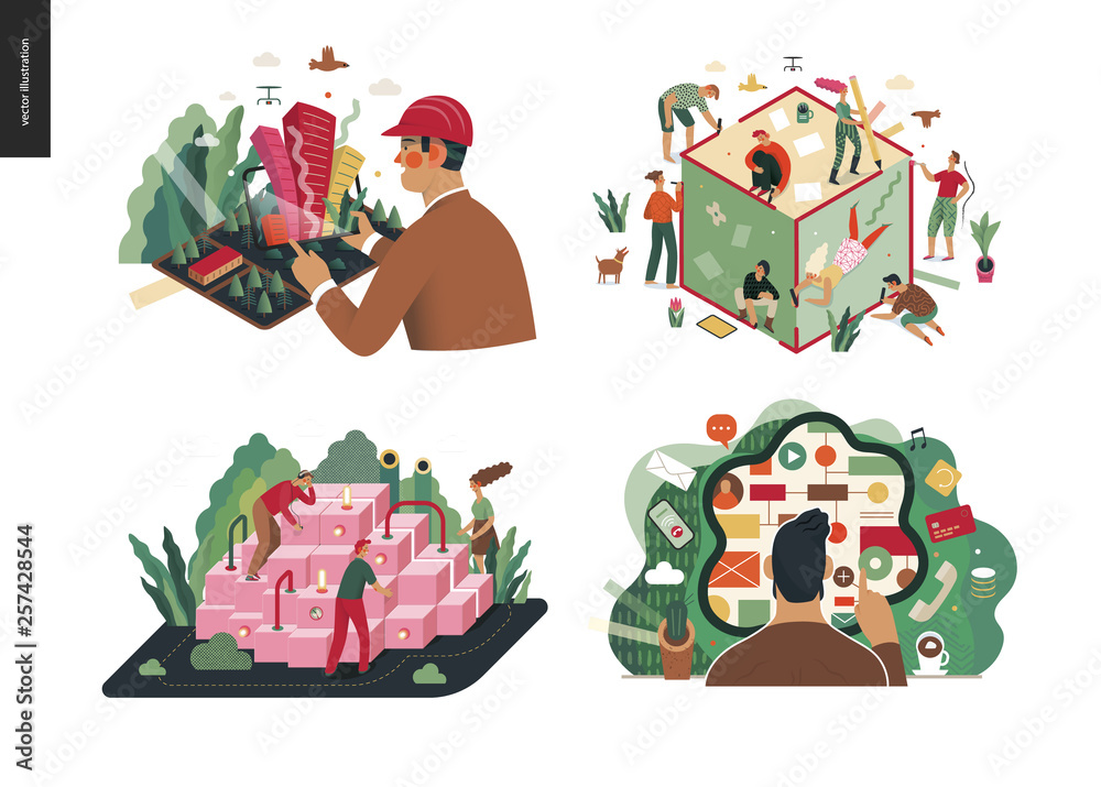 Technology 2 set - modern flat vector concept digital illustration ...