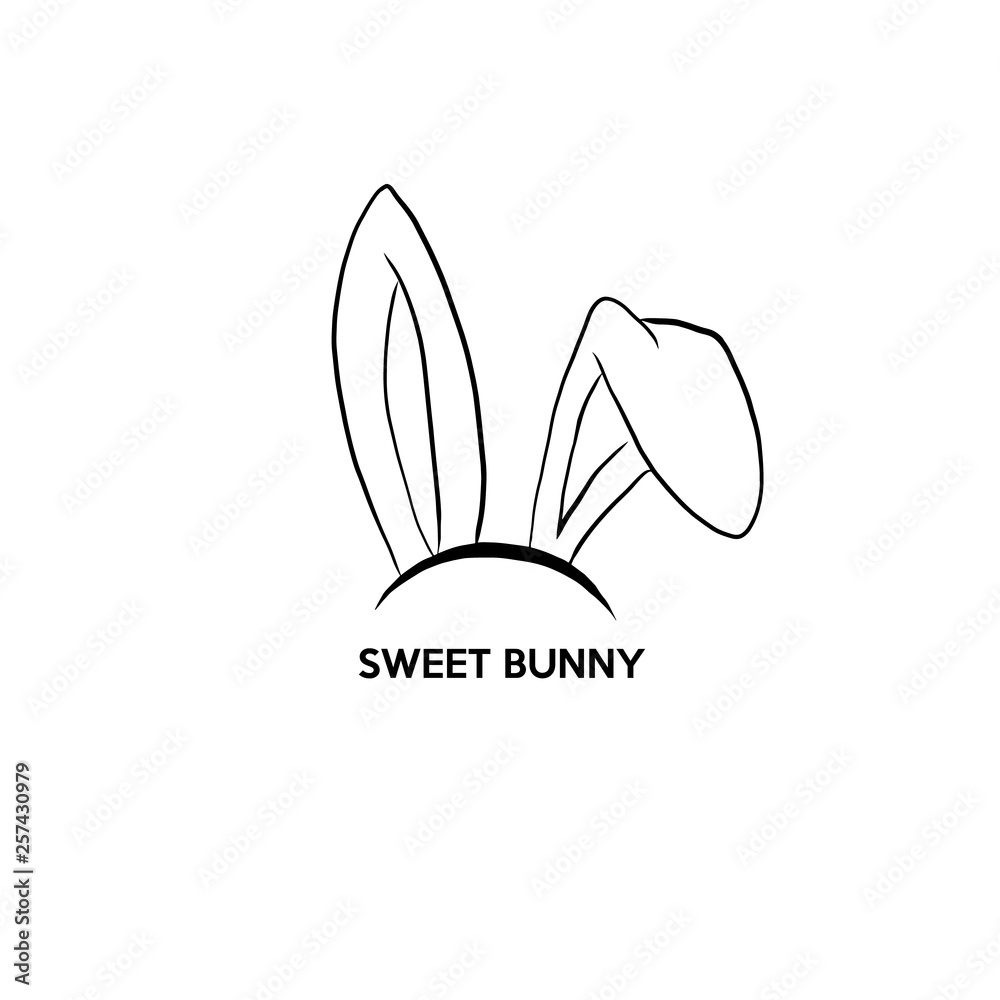 happy easter with rabbit ears mask. Graphic template, tradition, retro ...