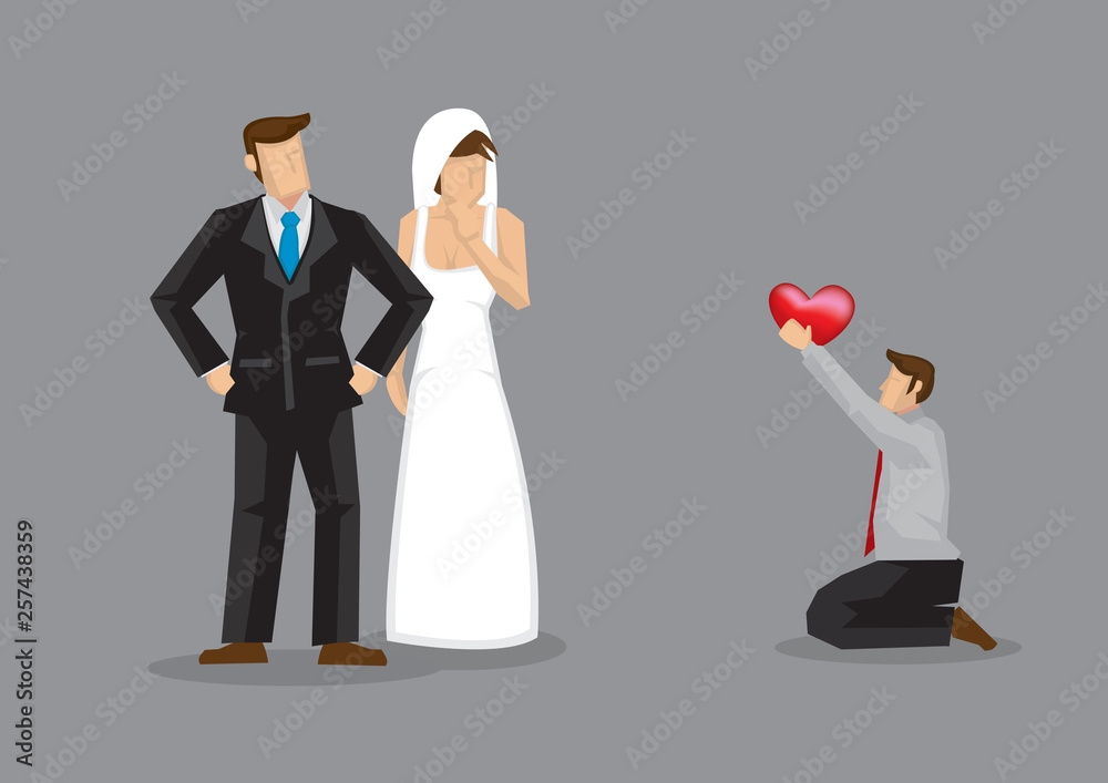 Cartoon Man Proposed to Someone Else's Bride Cartoon Vector ...