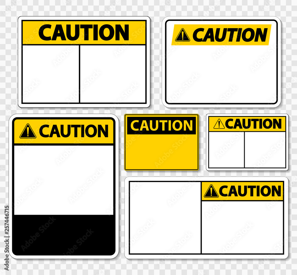 Set template symbol sign factory caution sign label on transparent ...